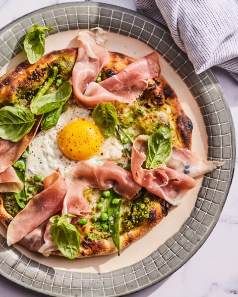Pea Prosciutto Spring Pizza - What's Gaby Cooking