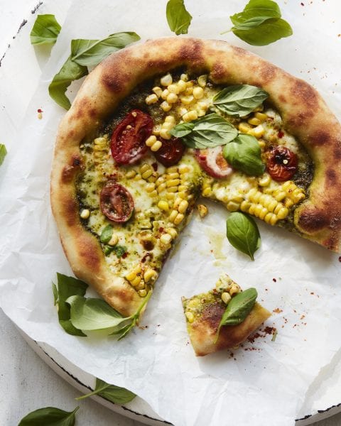 Sweet Corn And Basil Pizza - What's Gaby Cooking