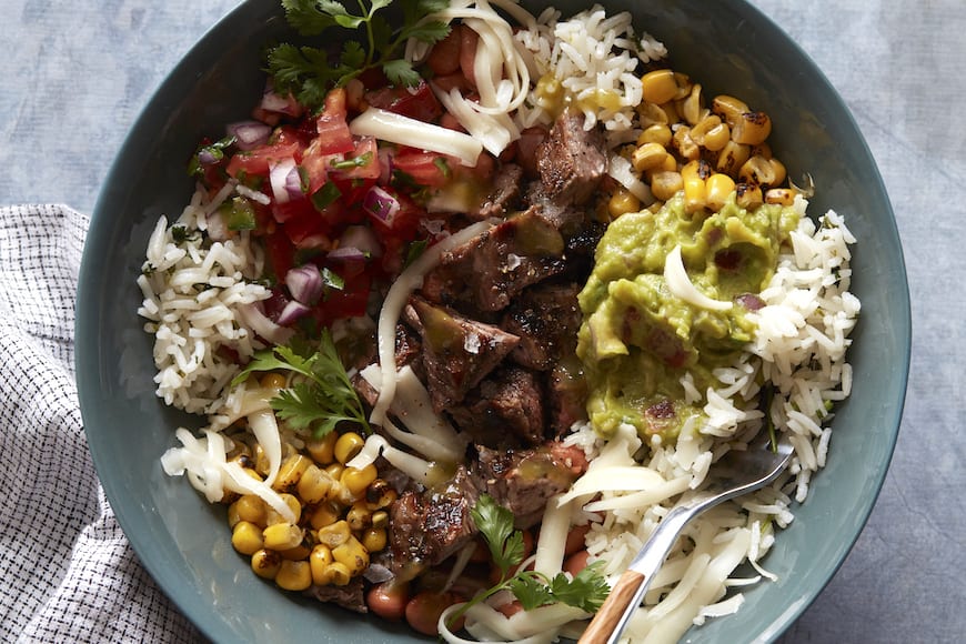 Flank Steak Burrito Bowls - What's Gaby Cooking