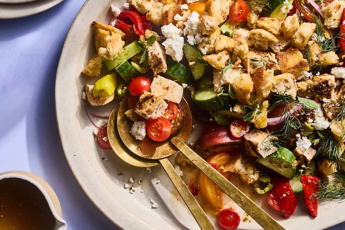 Greek Grilled Chicken Panzanella - What's Gaby Cooking