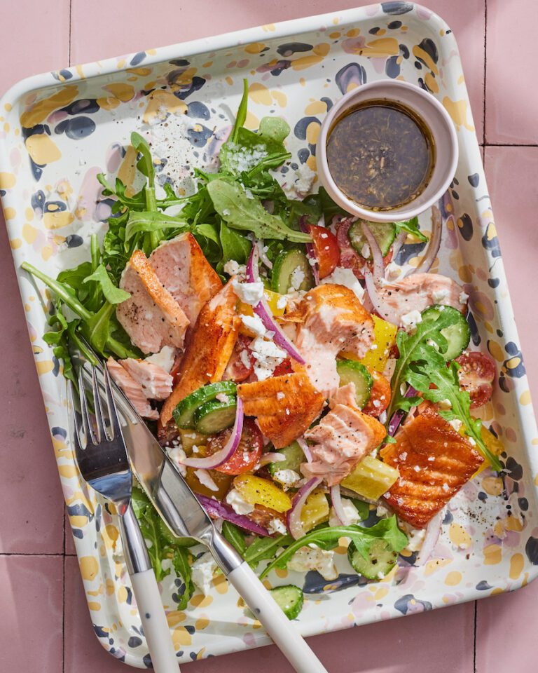 Greek Salad With Salmon - What's Gaby Cooking