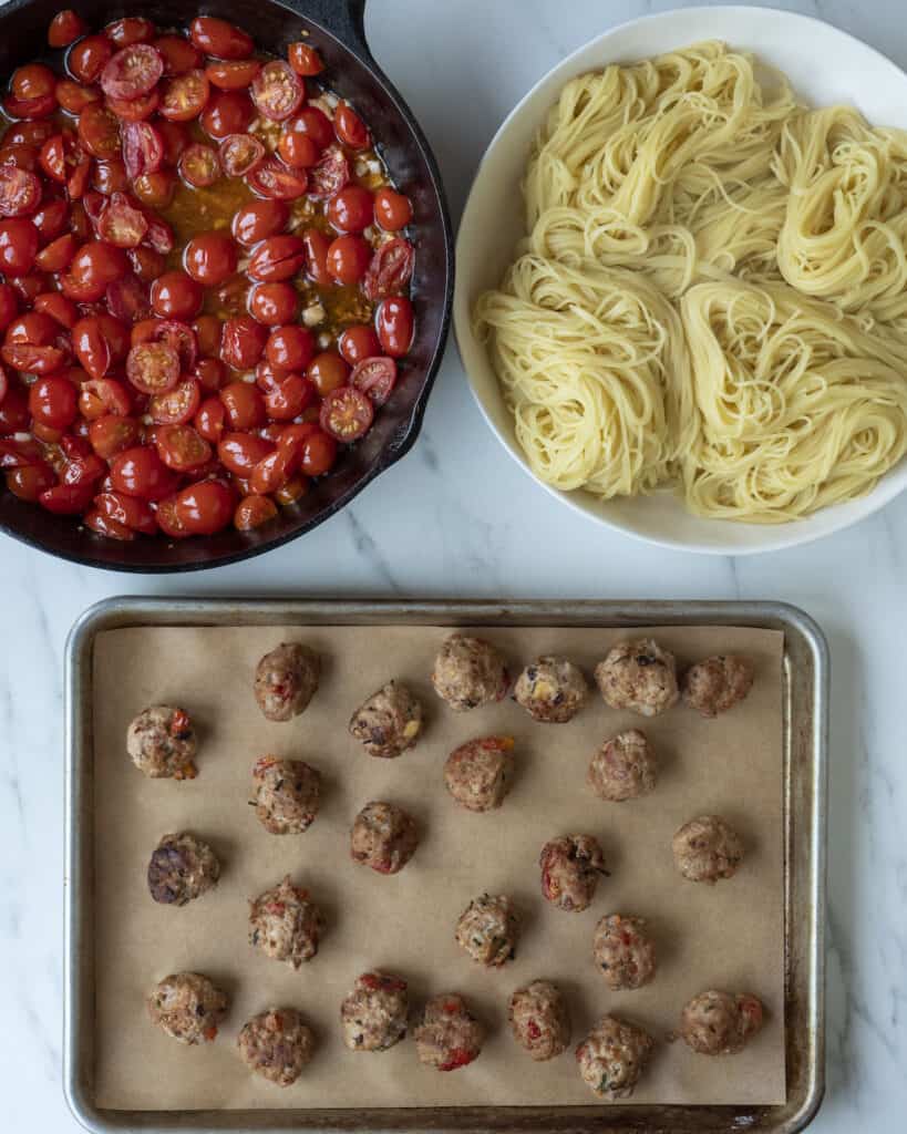 Summer Turkey Meatballs With Angel Hair - What's Gaby Cooking