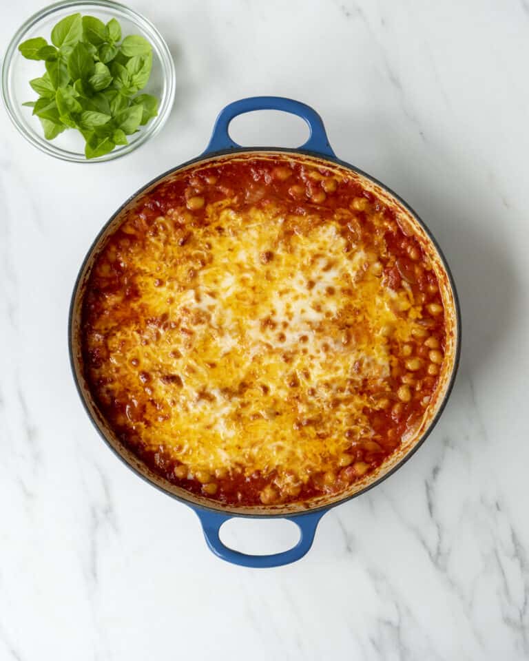 Easy Skillet Cheesy Chickpeas - What's Gaby Cooking