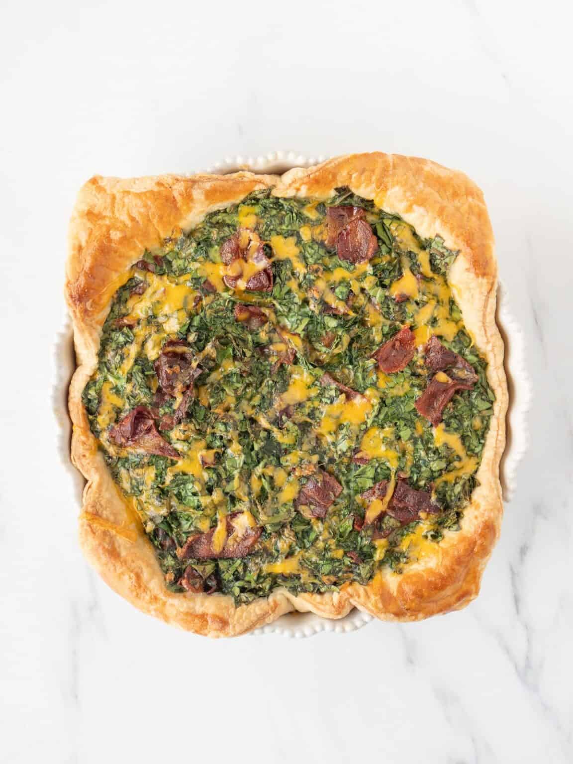 Cheddar Bacon Quiche With Spinach - What's Gaby Cooking