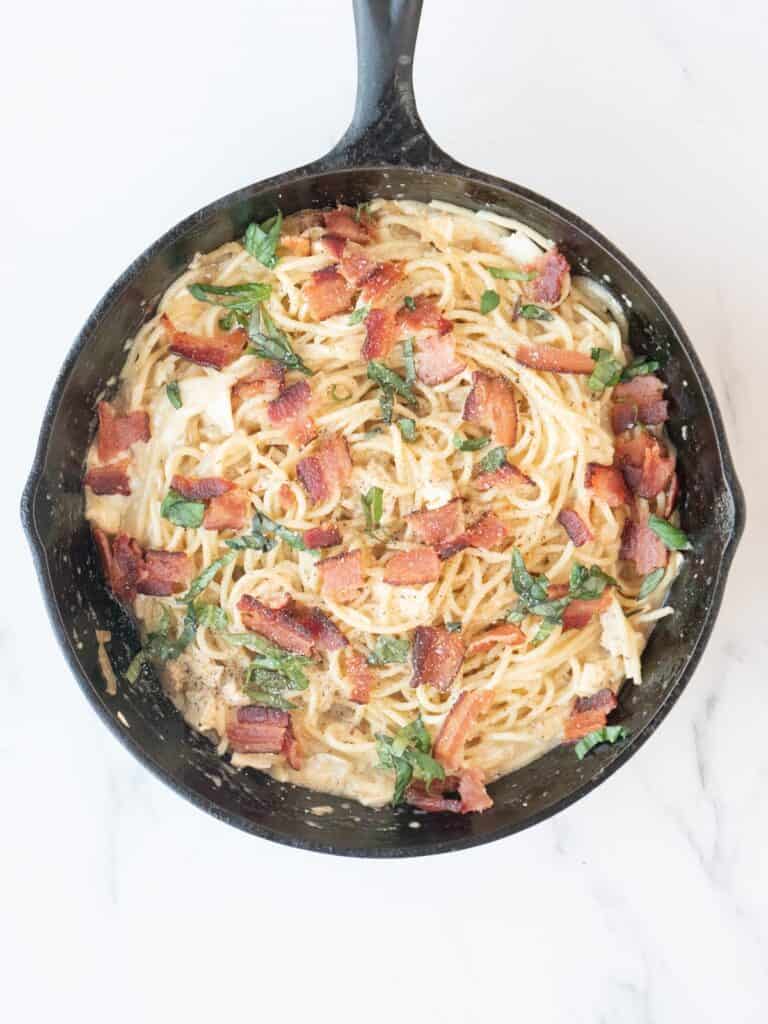 Brie, Bacon And Basil Pasta