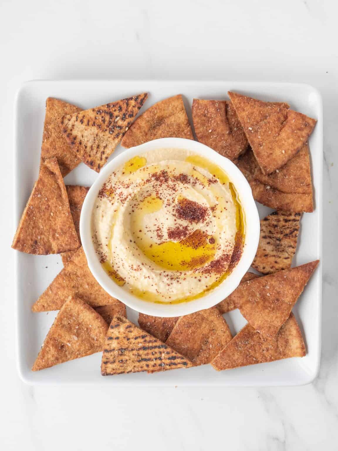 The Best Hummus And Herbed Baked Pita Chips - What's Gaby Cooking