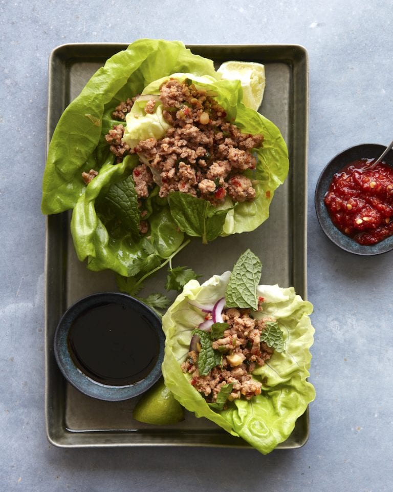 Turkey Larb Lettuce Wraps - What's Gaby Cooking