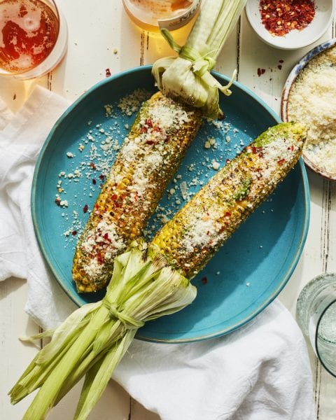 Basil Parmesan Grilled Corn - What's Gaby Cooking