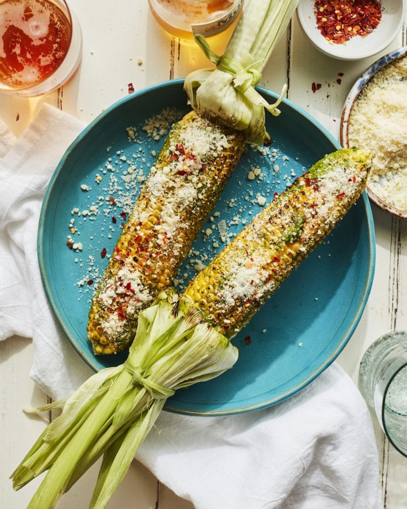 Basil Parmesan Grilled Corn - What's Gaby Cooking