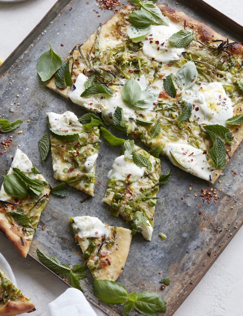 Green Pizza (with Asparagus, Peas, Mint And Burrata) - What's Gaby Cooking
