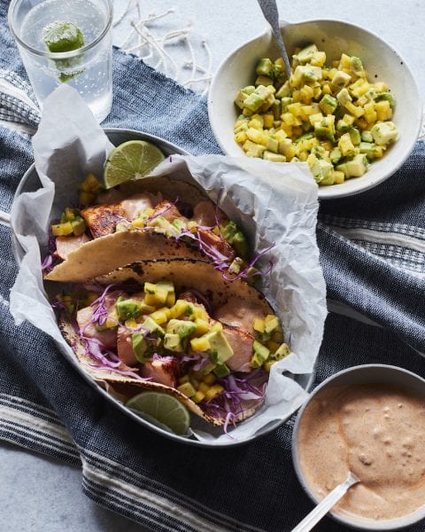 Chipotle Salmon Tacos - What's Gaby Cooking