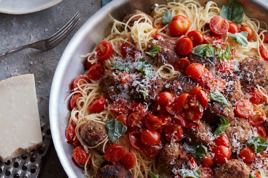 Summer Turkey Meatballs With Angel Hair - What's Gaby Cooking